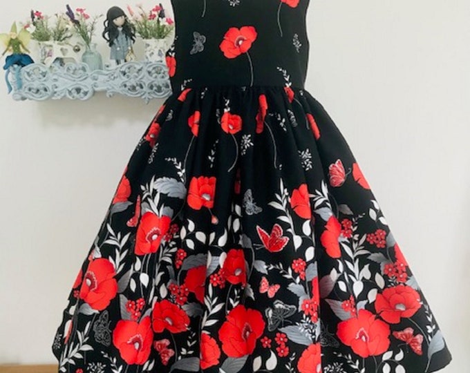 Summer Dress Red Poppy Dress Red Floral Dress Sundress Floral Vintage ...