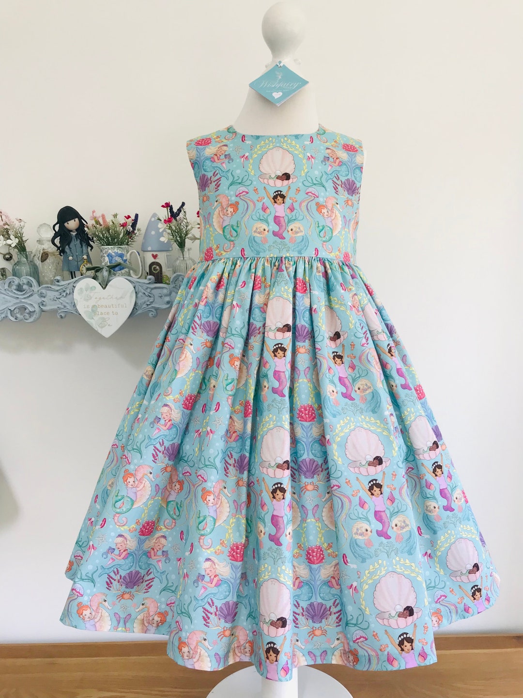Eve Dress, Belle and Boo blue Mermaid Song Fabric Dresses, Party ...
