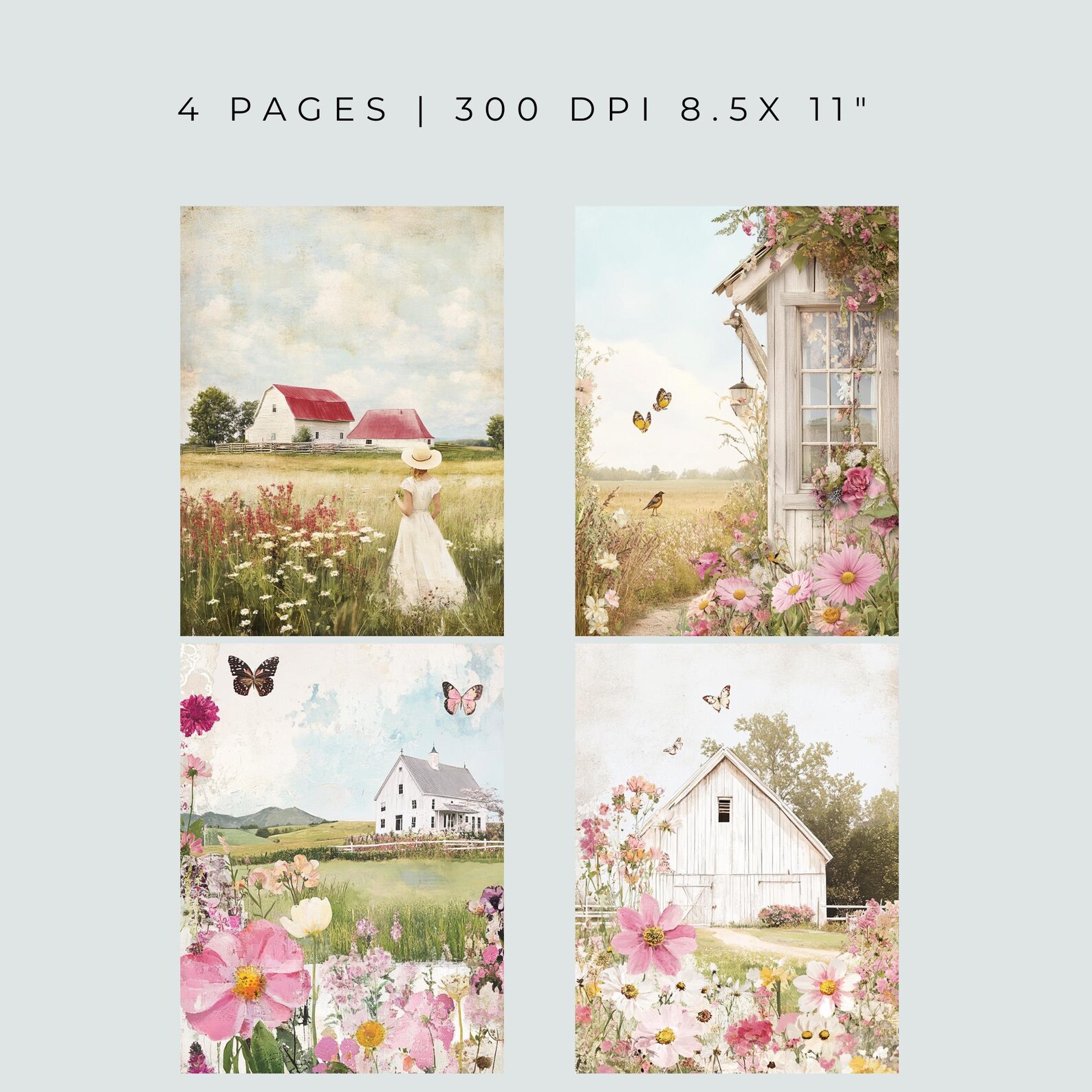 Farm Life Digital Paper | Junk Journal, Scrapbook (PNG Files) - Etsy