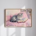 Gray Tabby Cat Reading Book Art Print: Whimsical Oil Painting (digital ...