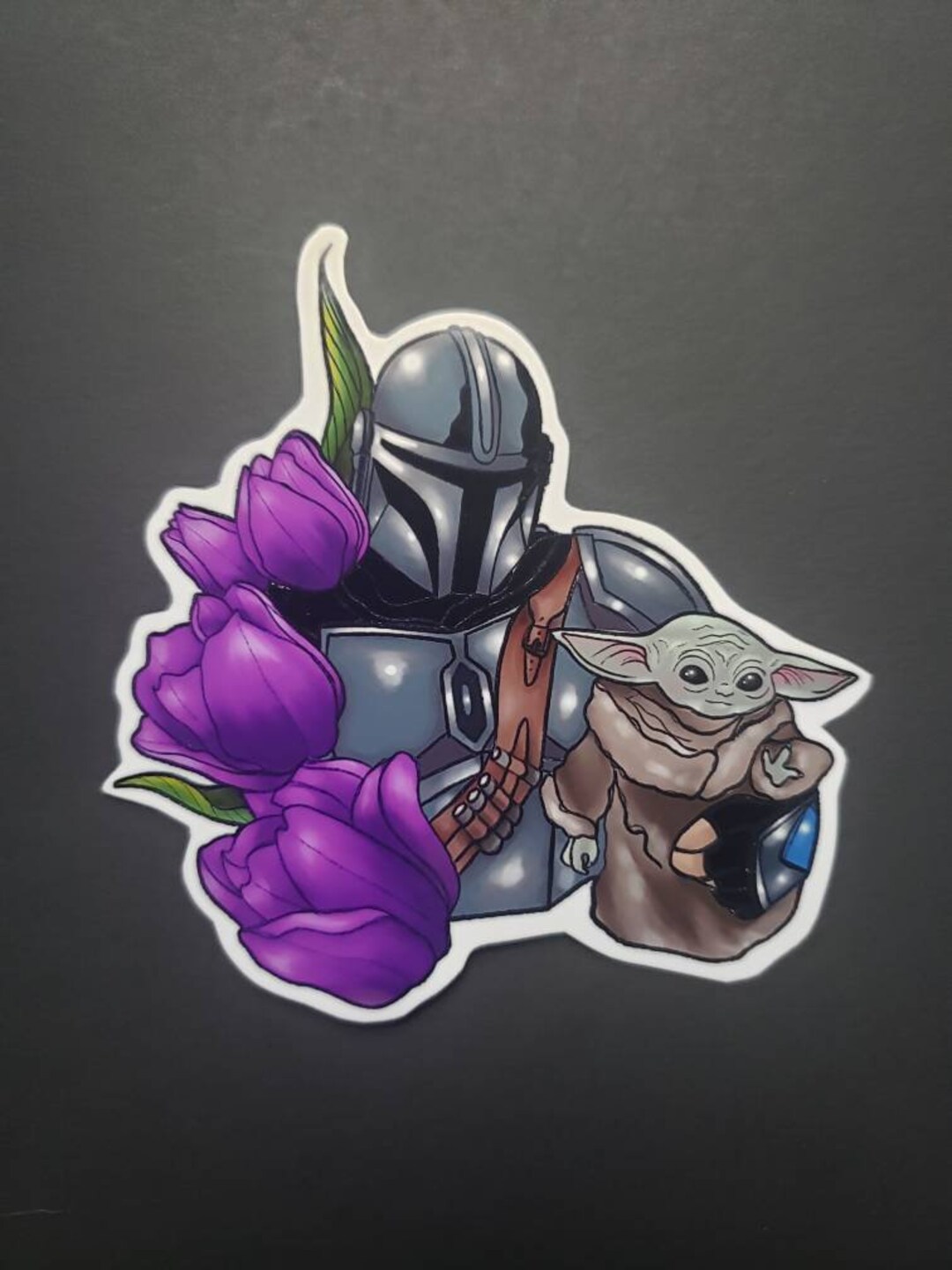 Purple Flower Tattoo Style Mando Sticker - Etsy