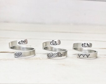 CTR Heart Ring Hand Stamped Ring Adjustable Choose the | Etsy