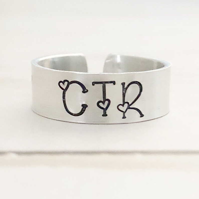 CTR Heart Ring Hand Stamped Ring Adjustable Choose the | Etsy