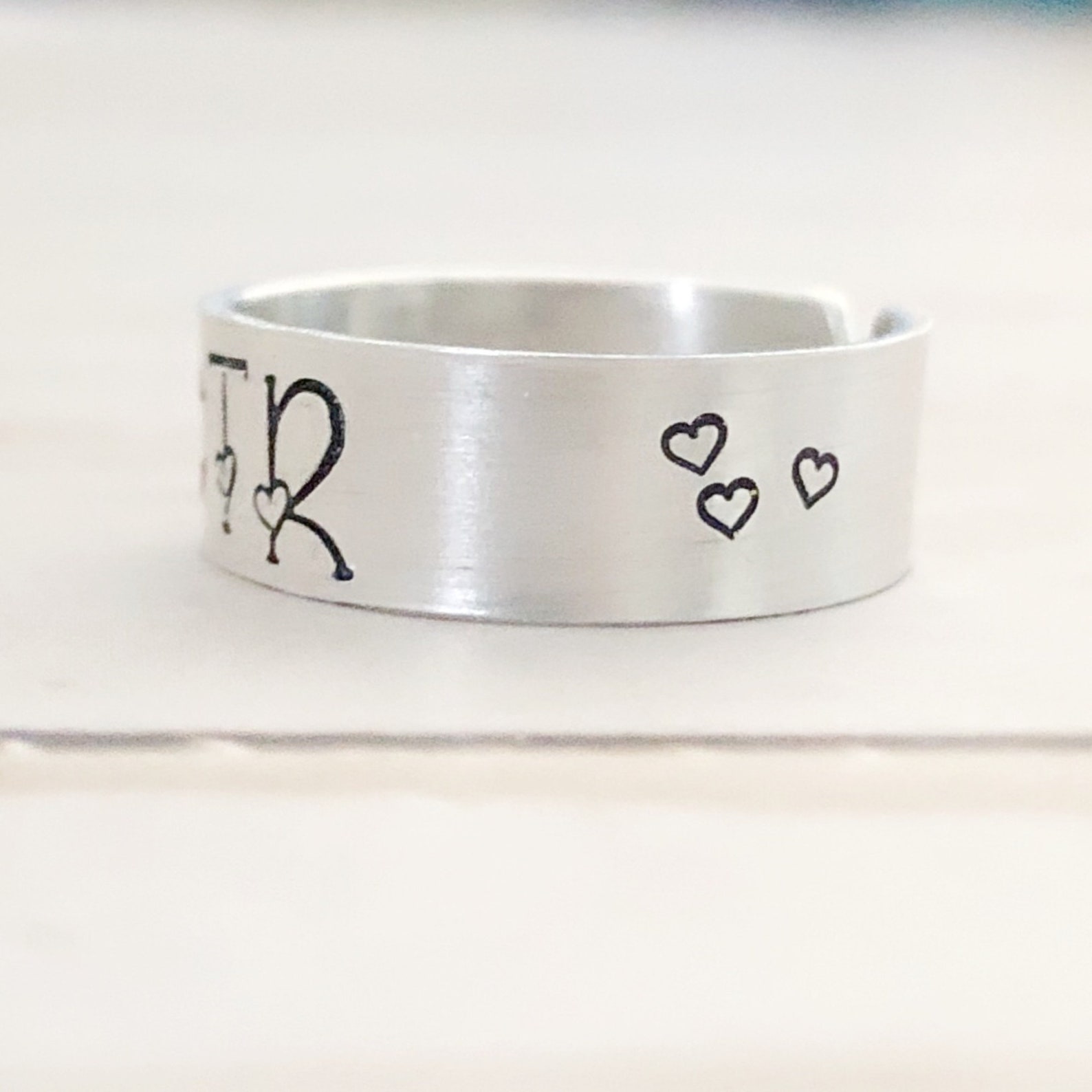 CTR Heart Ring Hand Stamped Ring Adjustable Choose the | Etsy