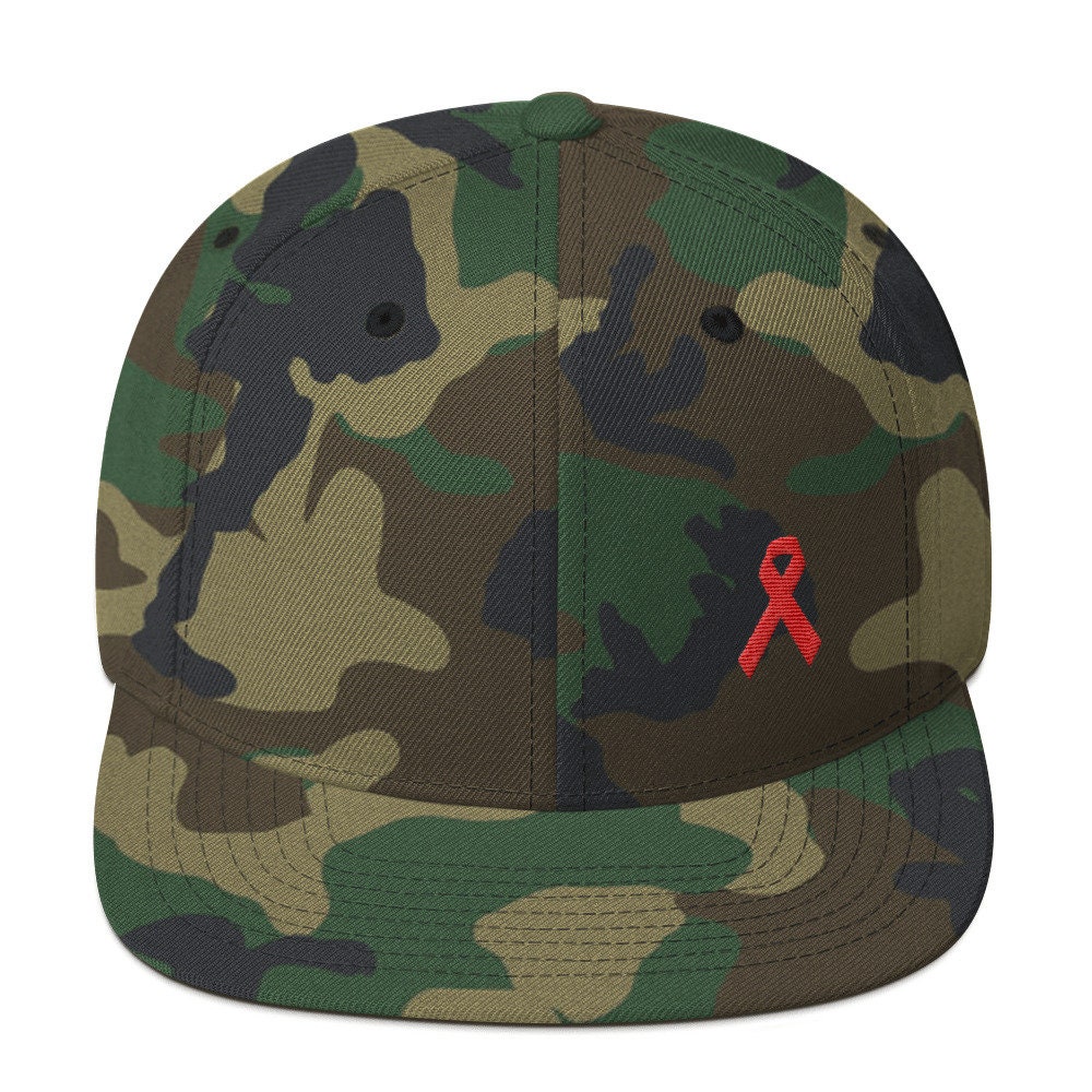 Red Ribbon Flat Brim Snapback Hat Awareness Ribbon - Etsy