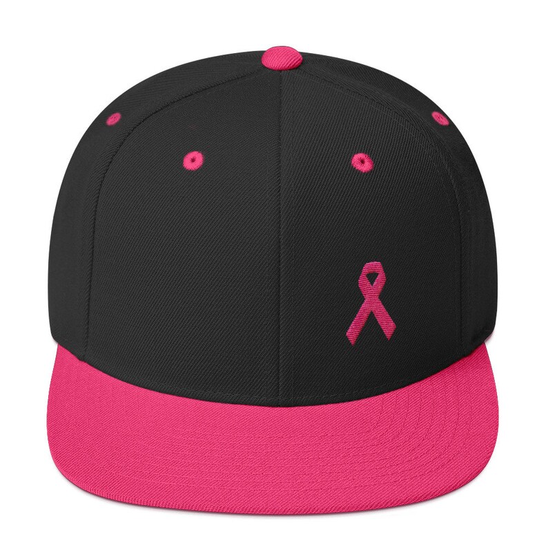 Pink Ribbon Snapback Hat With Flat Brim | Awareness Ribbon | Breast ...