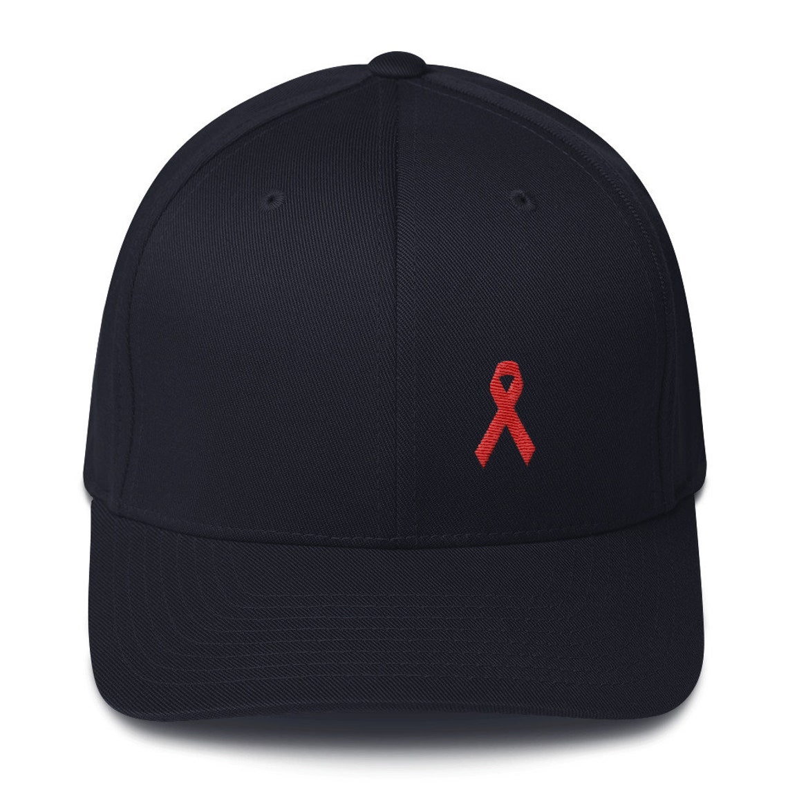 HIV/AIDS Awareness Fitted Hat With Red Ribbon AIDS Survivor - Etsy