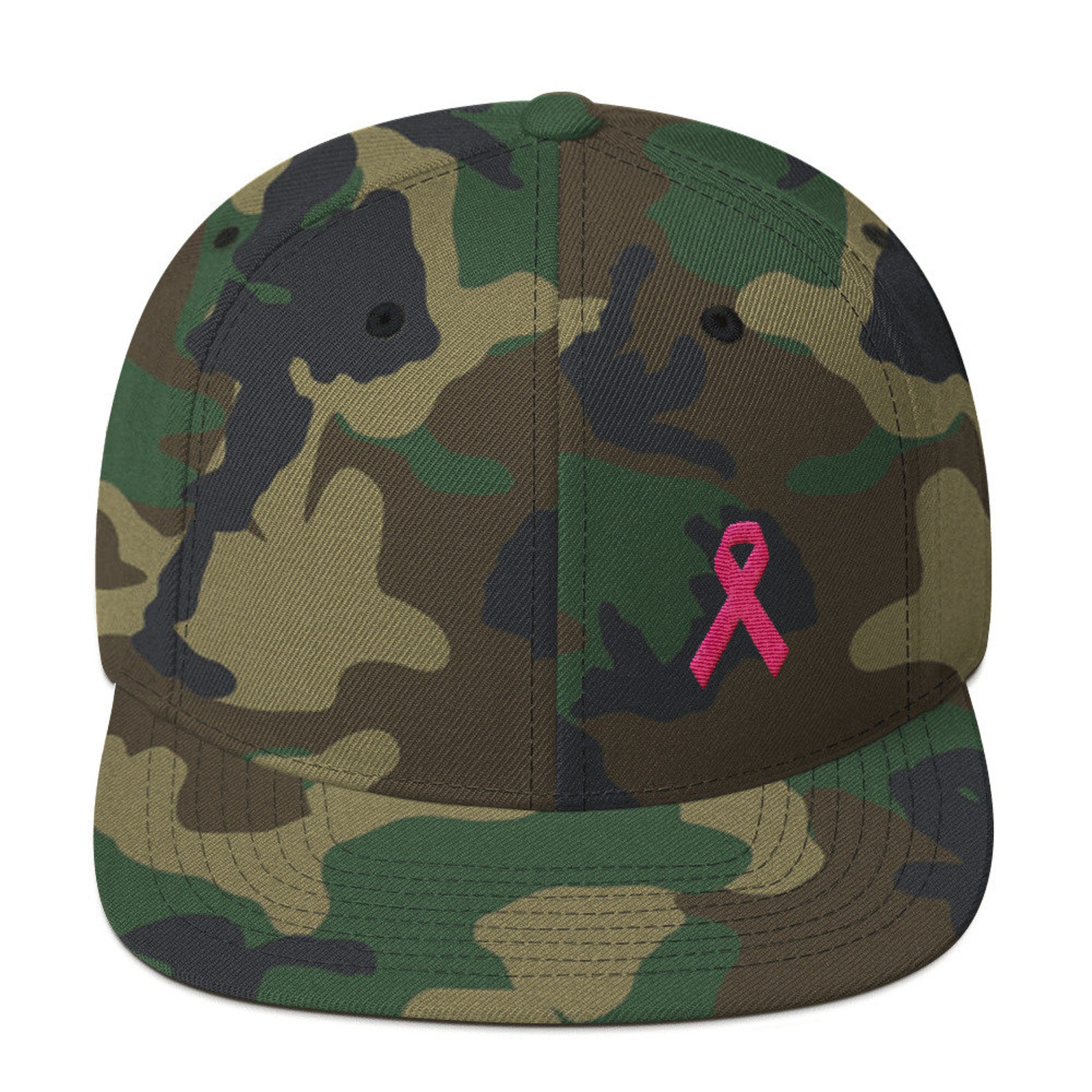 Pink Ribbon Snapback Hat With Flat Brim | Awareness Ribbon | Breast ...