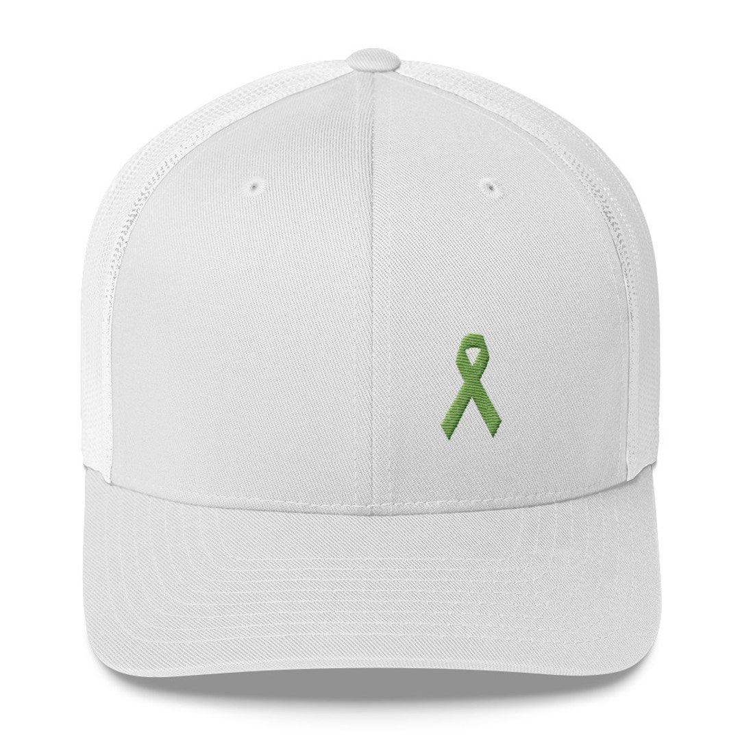 Lymphoma Awareness Snapback Trucker Hat with Lime Green Ribbon Lymphoma ...
