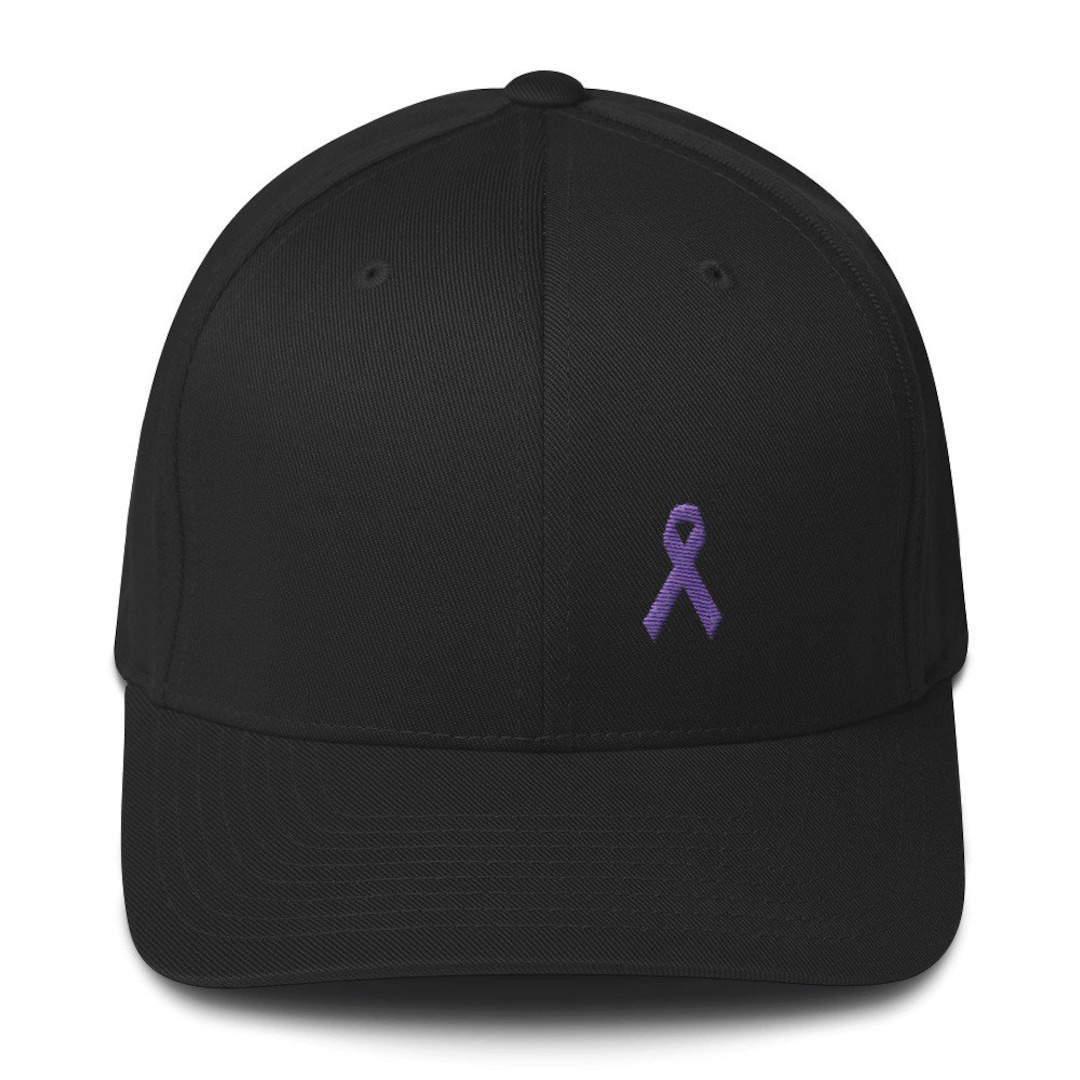 Cancer and Alzheimer's Awareness Twill Flexfit Fitted Hat With Purple ...