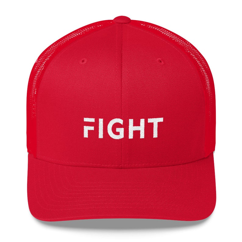 Fight Snapback Trucker Hat With White Embroidery | Mesh Back Hat ...