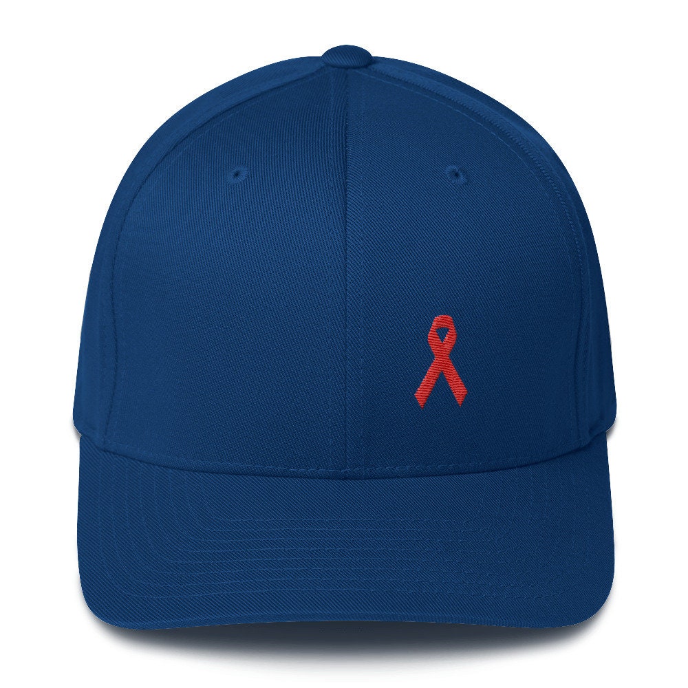 HIV/AIDS Awareness Fitted Hat With Red Ribbon AIDS Survivor - Etsy