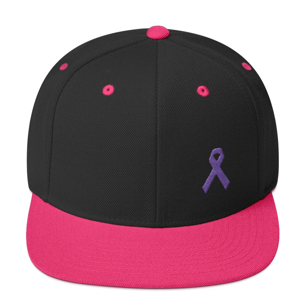 Purple Ribbon Snapback Hat With Flat Brim | Alzheimer's Awareness ...