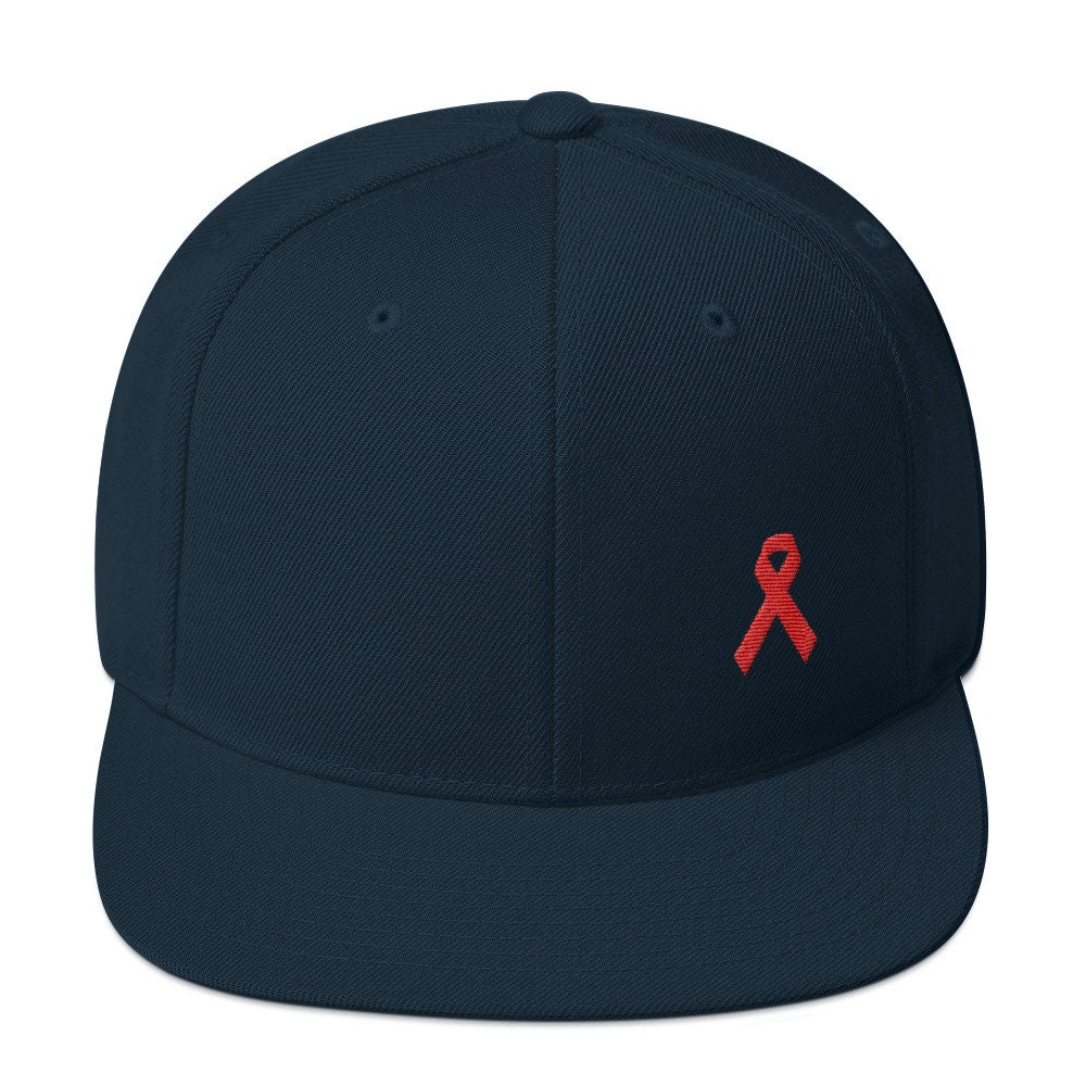 Red Ribbon Flat Brim Snapback Hat Awareness Ribbon - Etsy