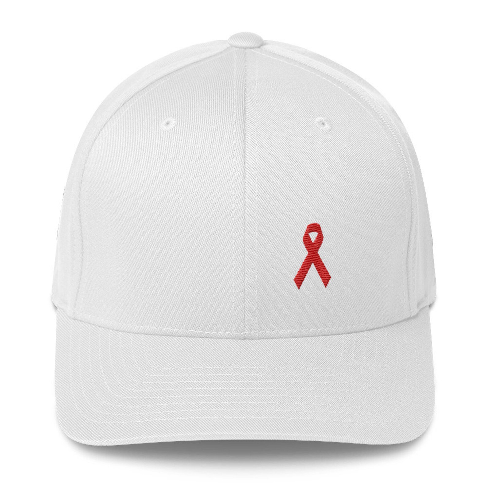 HIV/AIDS Awareness Fitted Hat With Red Ribbon AIDS Survivor - Etsy