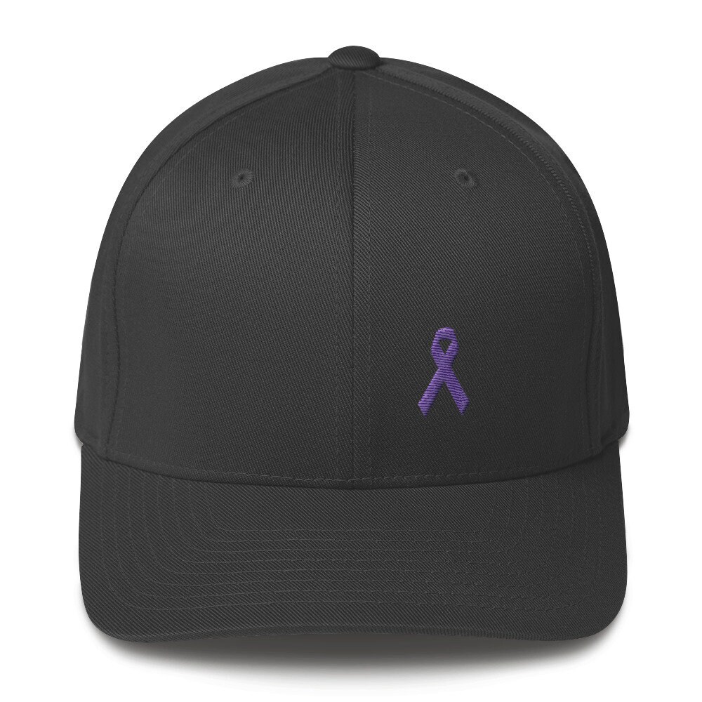 Cancer and Alzheimer's Awareness Twill Flexfit Fitted Hat With Purple ...