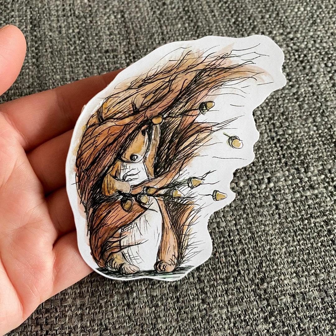 Windswept SQUIRREL Sticker Illustration Catherine Redgate Paper Bujo ...