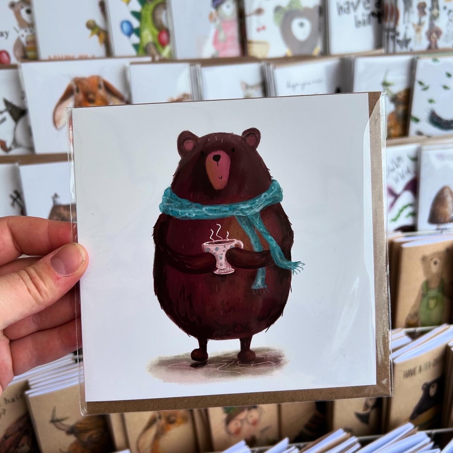 COSY TEA BEAR Greeting Card Blank Inside Catherine Redgate Scotland ...