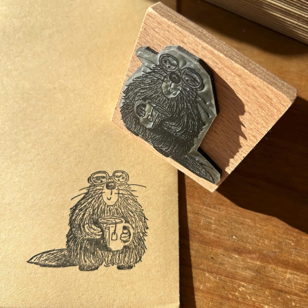 BEAVER Wooden Rubber Stamper Catherine Redgate Stamping Scrapbooking ...