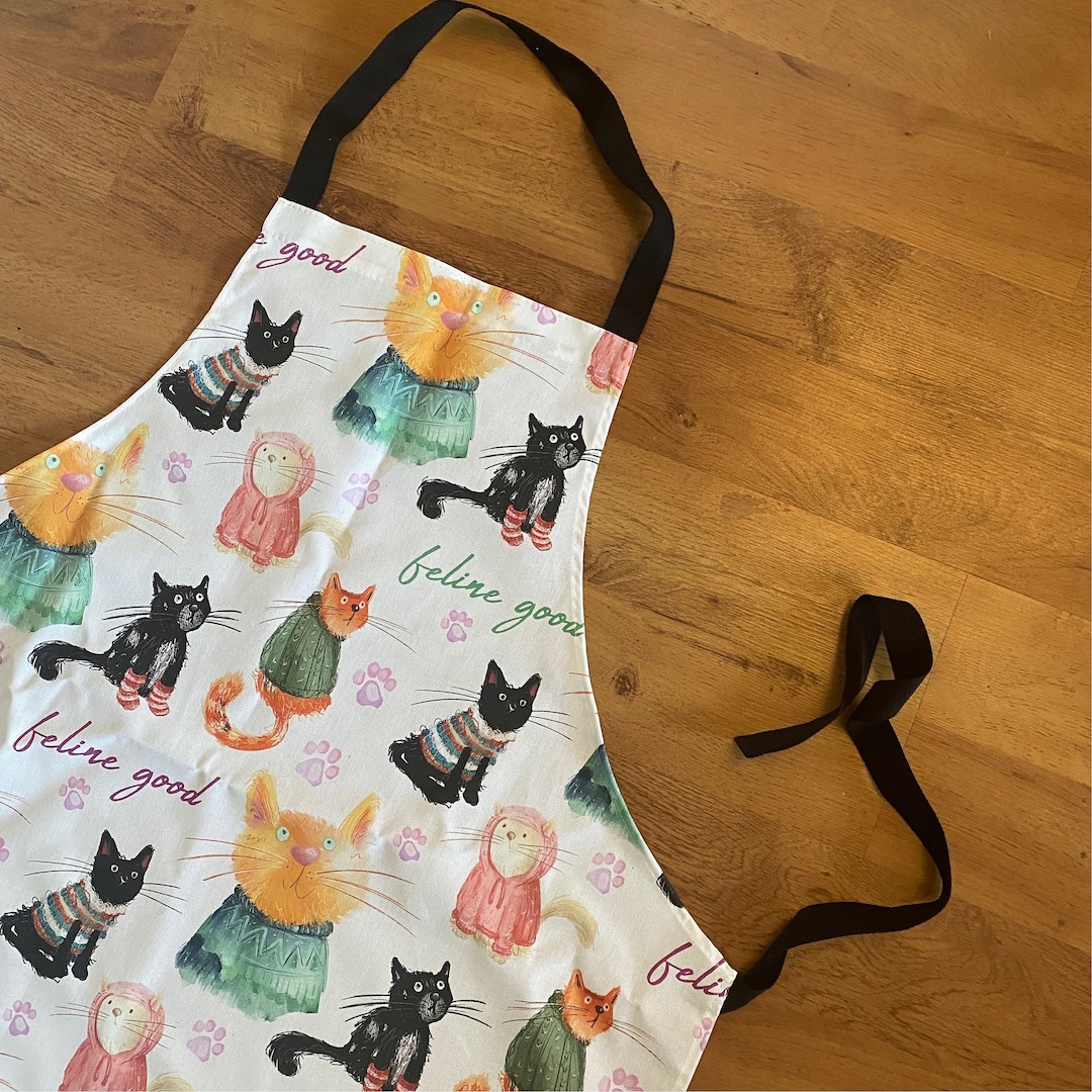 FELINE GOOD Cats Illustrated APRON 100% Cotton Catherine Redgate ...