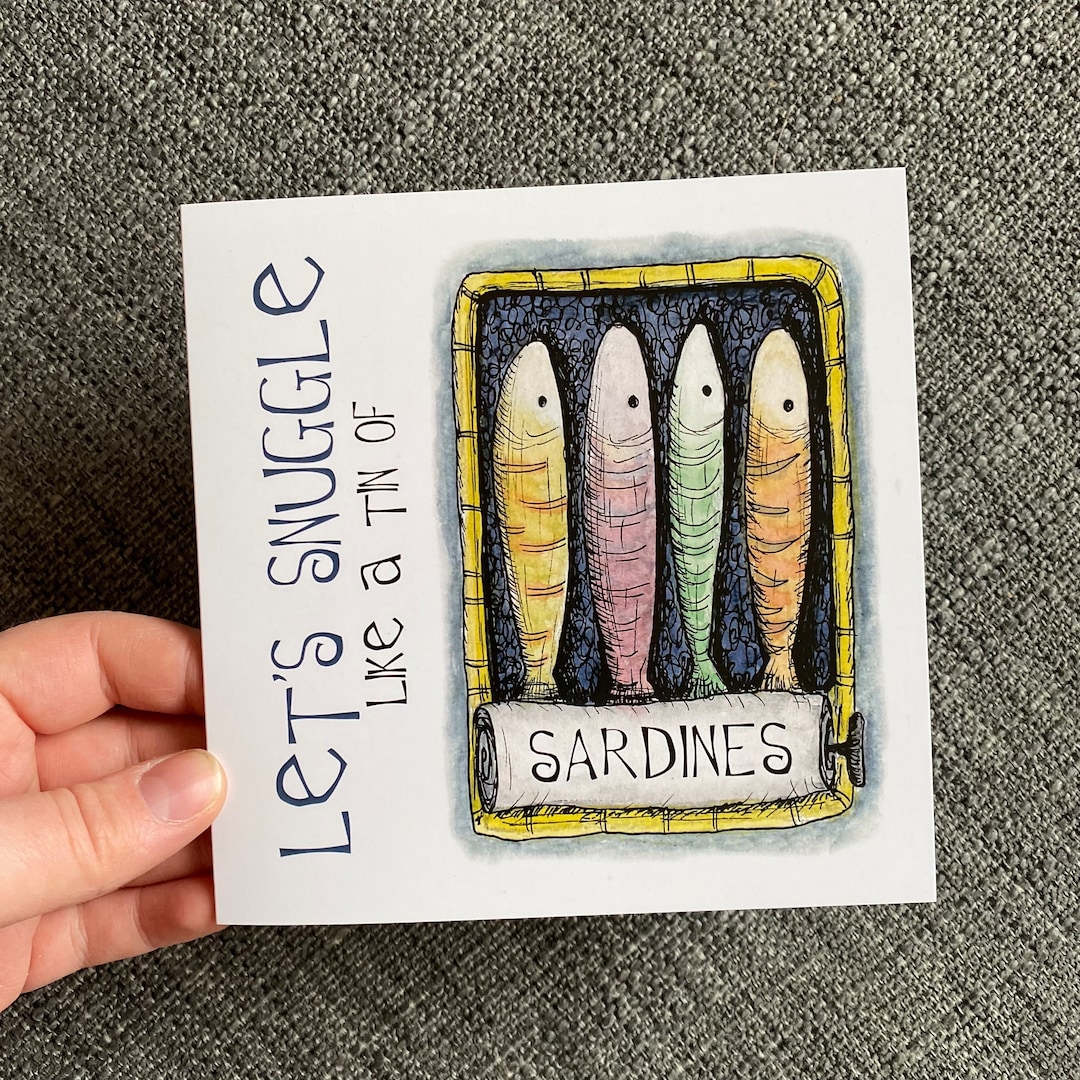 SARDINE SNUGGLE Greeting Card - Blank Inside Catherine Redgate Fun ...