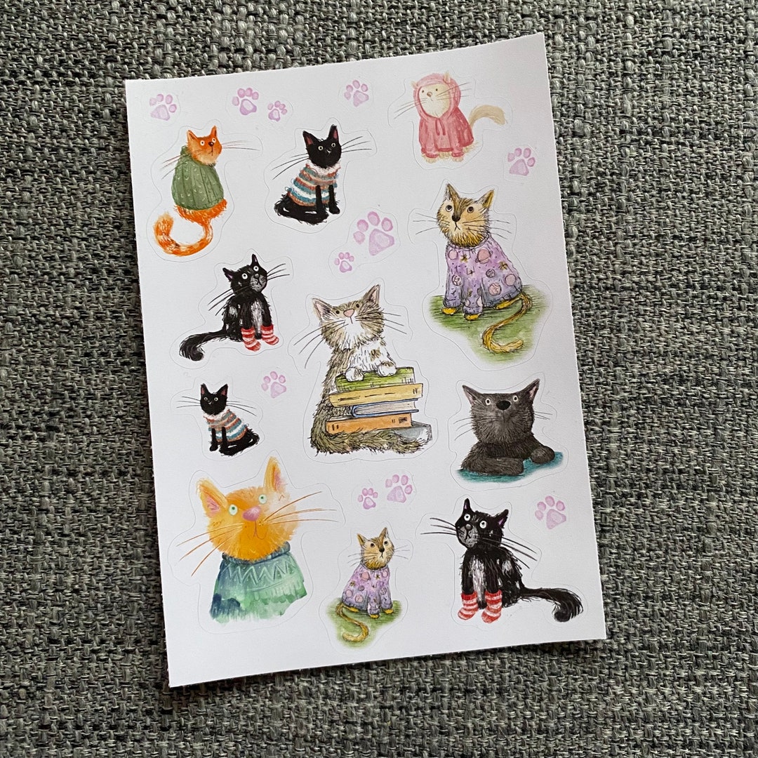 Jumper CATS STICKER SHEET Illustration Catherine Redgate Paper Bujo ...