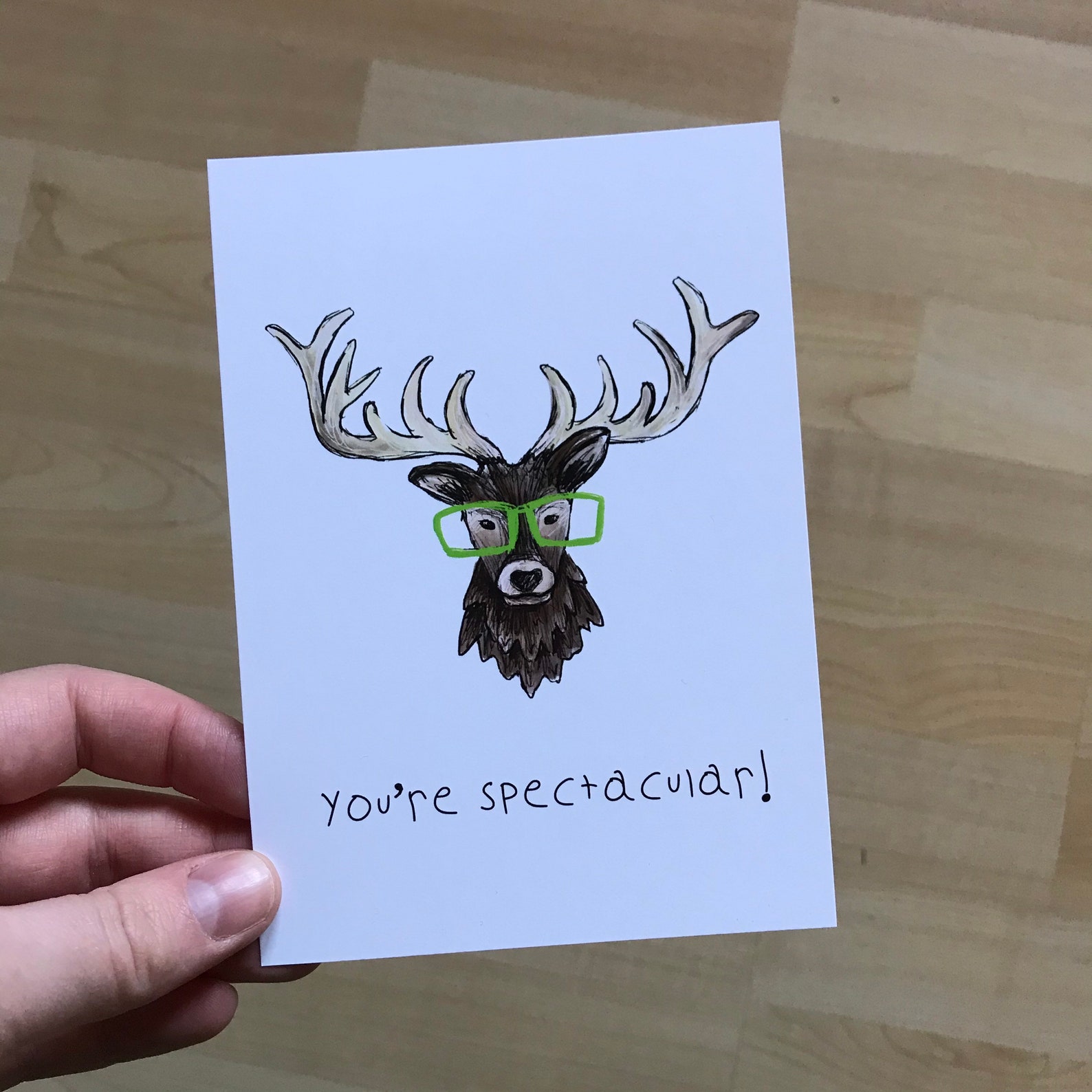 STAG HEAD You’re Spectacular Postcard - by Catherine Redgate ...
