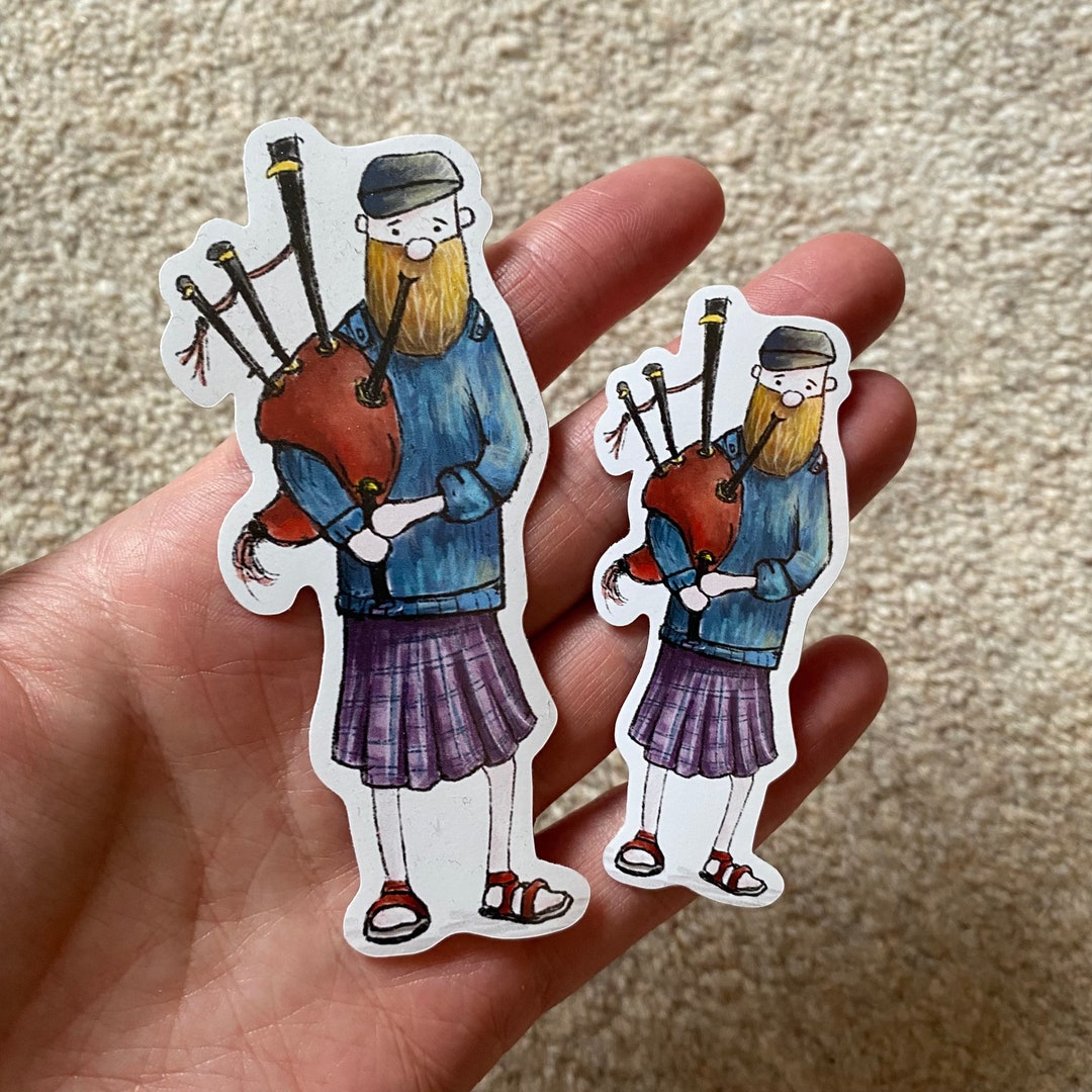 BEARDED BAGPIPER Sticker - Illustration Catherine Redgate Paper Bujo ...