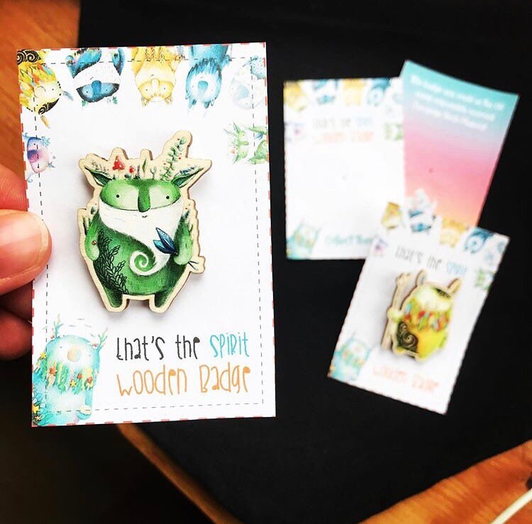 NORTHERN LIGHTS Spirit WOODEN Pin Badge by Catherine Redgate | Etsy