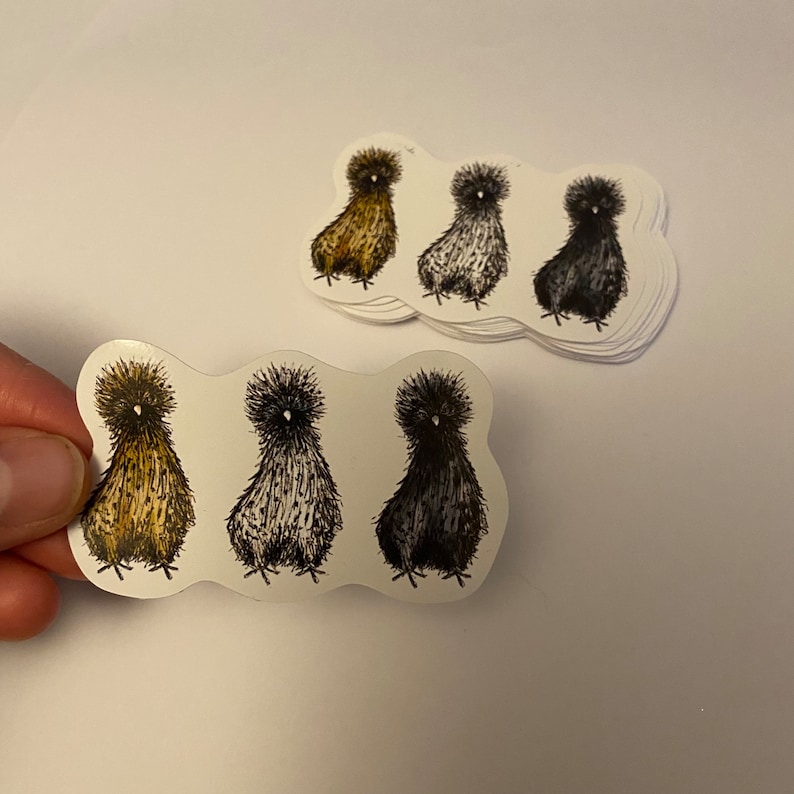 SILKIE CHICKEN Trio Sticker - Illustration Catherine Redgate Paper Bujo ...
