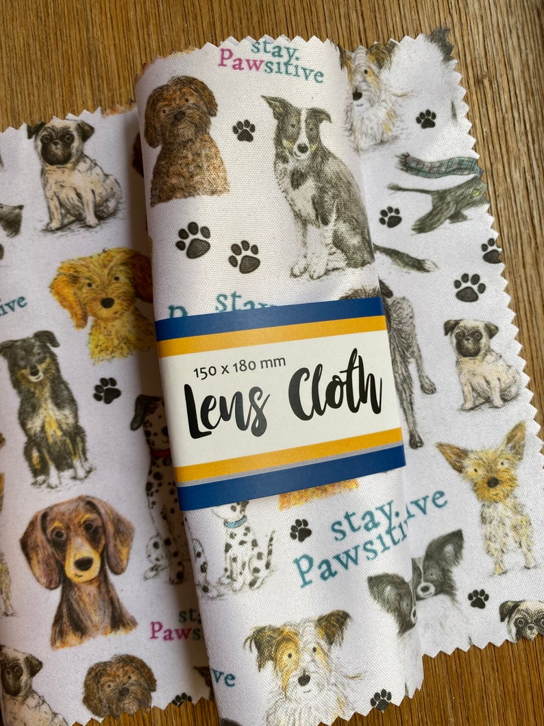 STAY PAWSITIVE Dog Lens / Screen Wipe CLOTH Spectacles Glasses Indie ...