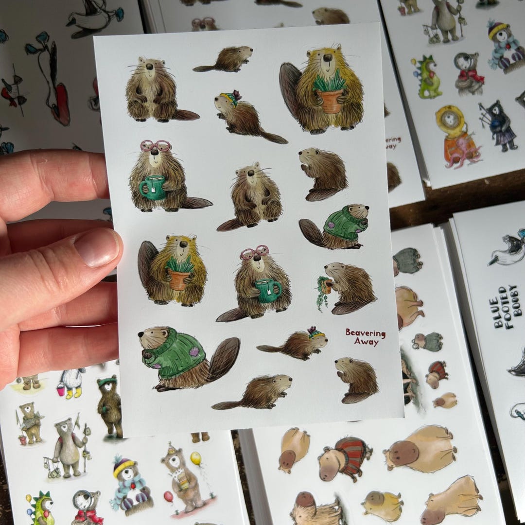BEAVER STICKER SHEET Illustration Catherine Redgate Paper Stationery ...