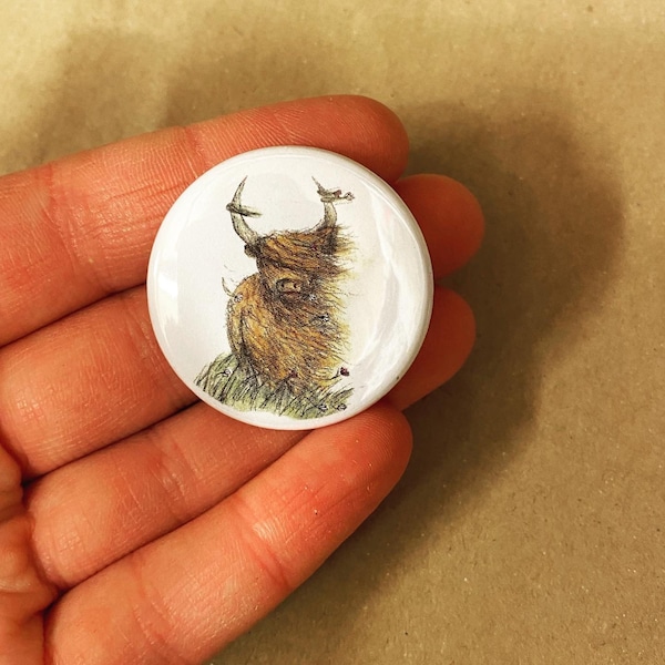 Highland Cow Button - Etsy