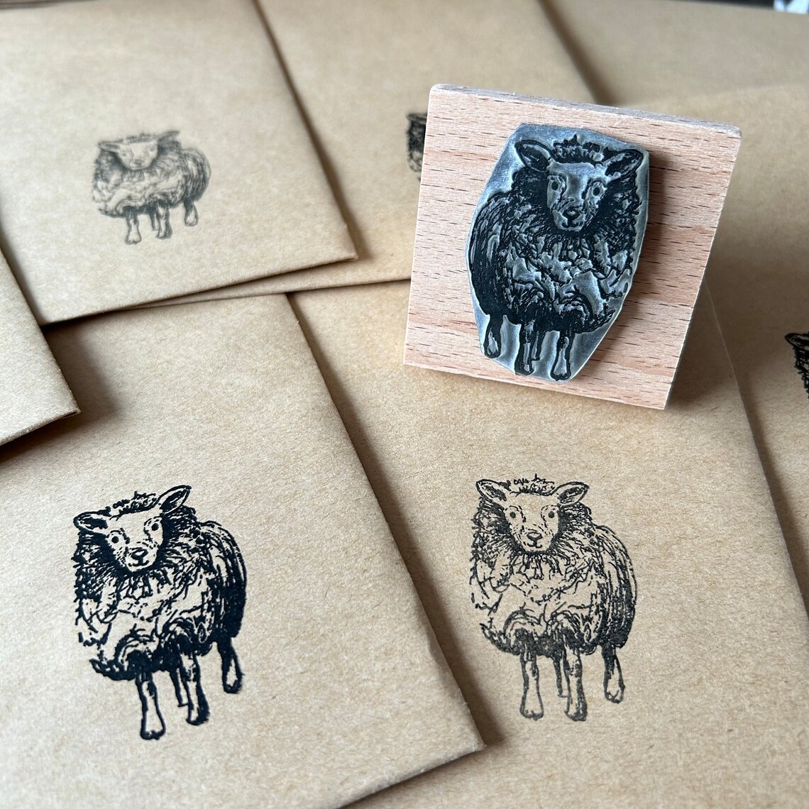COUNTRY SHEEP Wooden Rubber Stamper 2" Catherine Redgate Fun Stamping ...