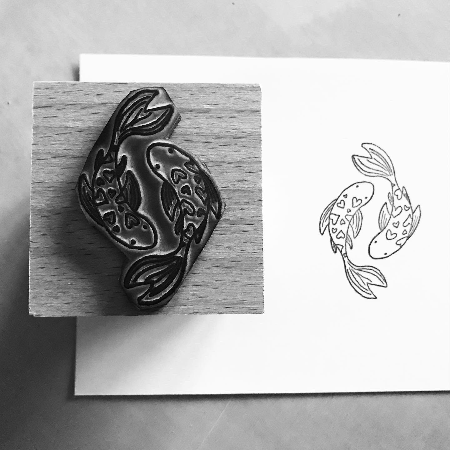 KOI LOVE FISH wooden rubber stamper 2 by Catherine | Etsy