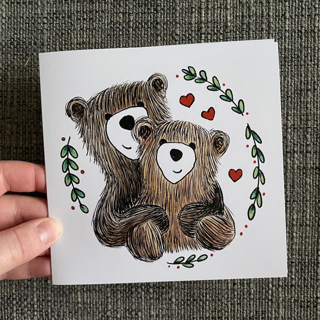 Bear Wreath Greeting Card Blank Inside Catherine Redgate Happy Positive ...