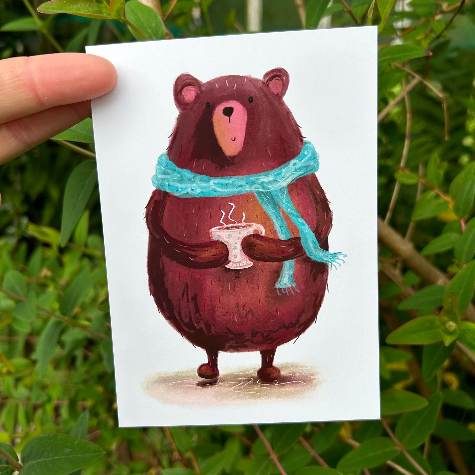 COSY TEA BEAR Postcard Catherine Redgate Positivity Illustration Letter ...