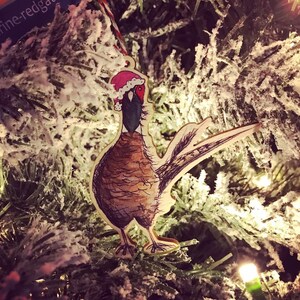 Christmas PHEASANT WOODEN Xmas Decoration Catherine Redgate Scottish ...