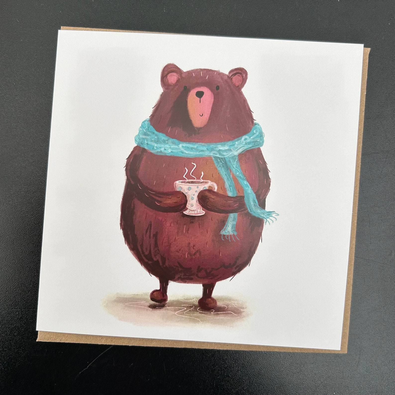 COSY TEA BEAR Greeting Card Blank Inside Catherine Redgate Scotland ...