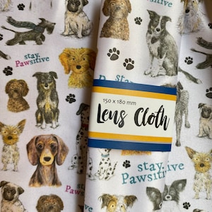 STAY PAWSITIVE Dog Lens / Screen Wipe CLOTH Spectacles Glasses Indie ...