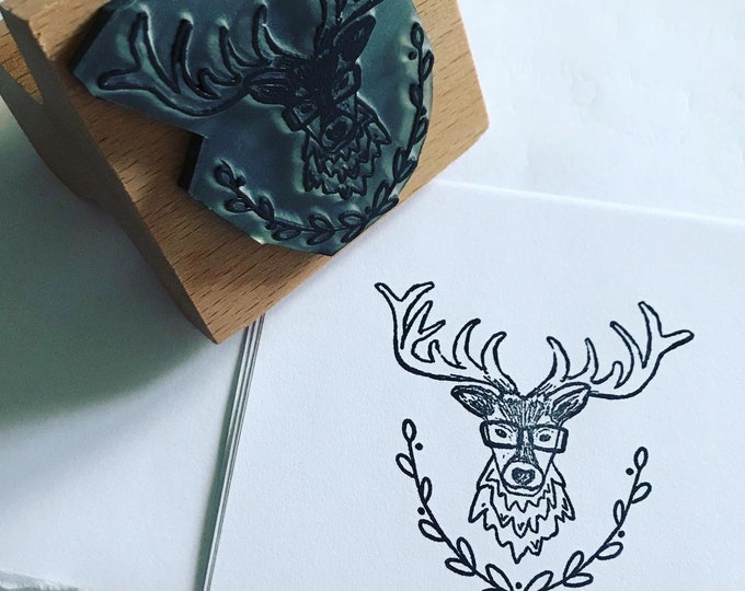 SPECTACULAR STAG Wooden Rubber Stamper 2 Catherine - Etsy