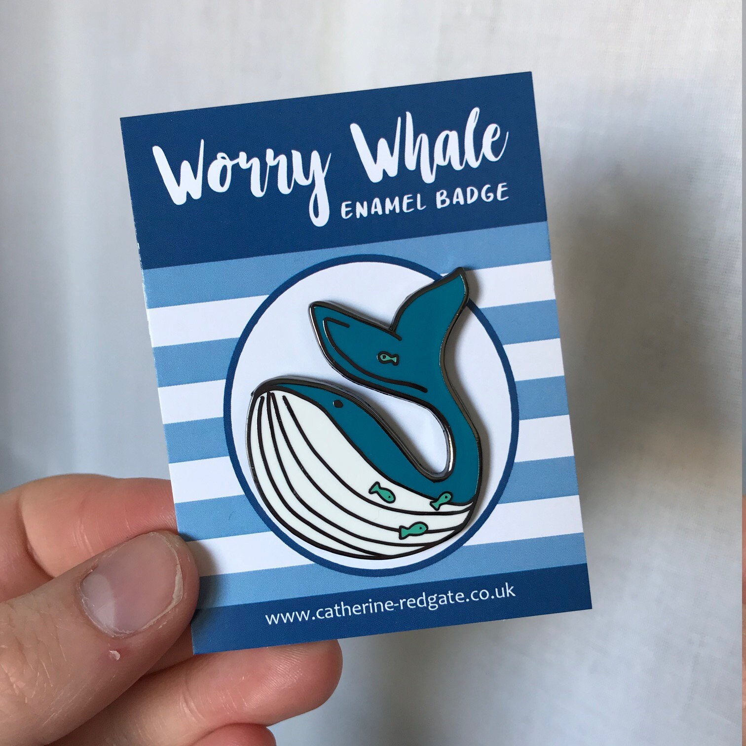 WORRY WHALE Hard Enamel Pin Badge by Catherine Redgate - Etsy