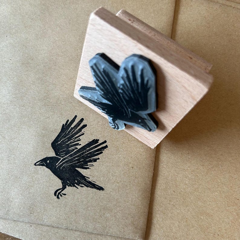 RAVEN Wooden Rubber Stamper Catherine Redgate Fun Stamping Scrapbooking ...