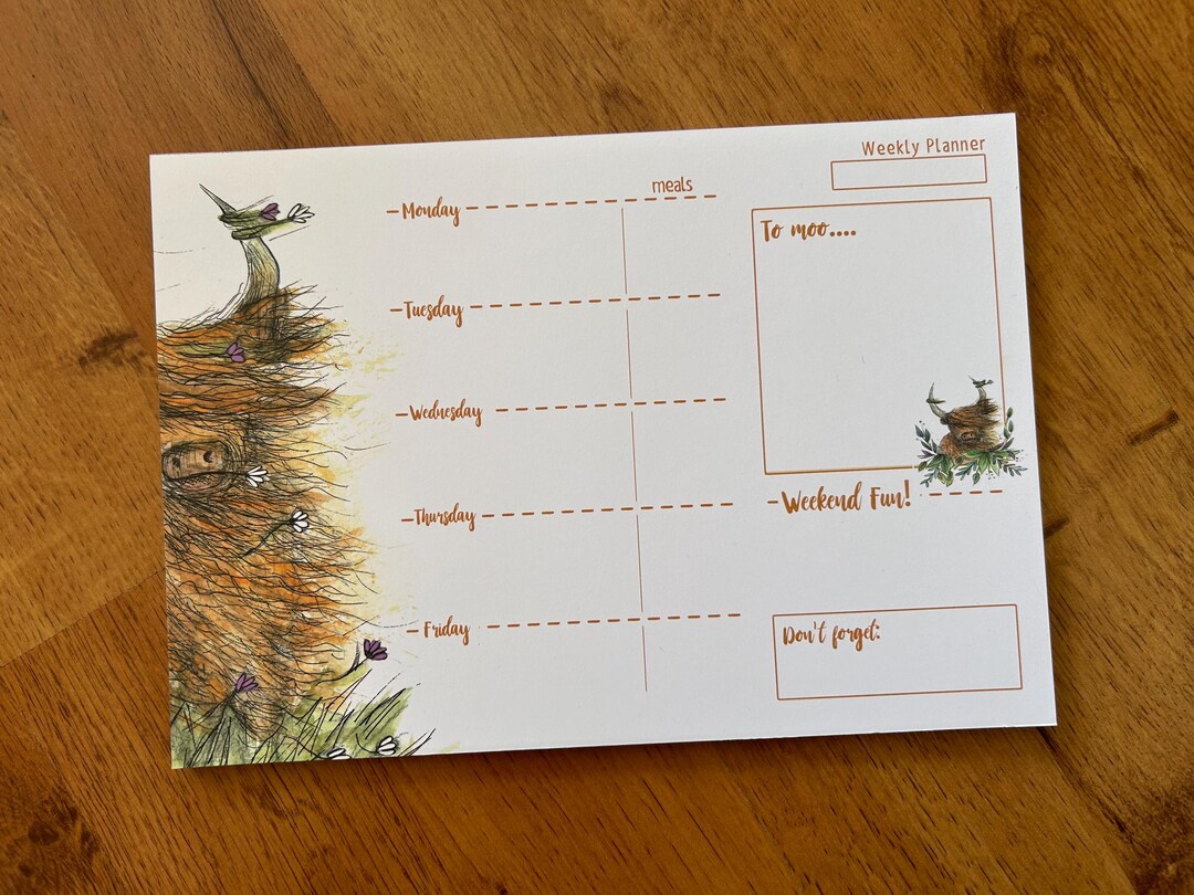 HEELAN COO Weekly Planner Notepad Notes Catherine Redgate Stationery ...