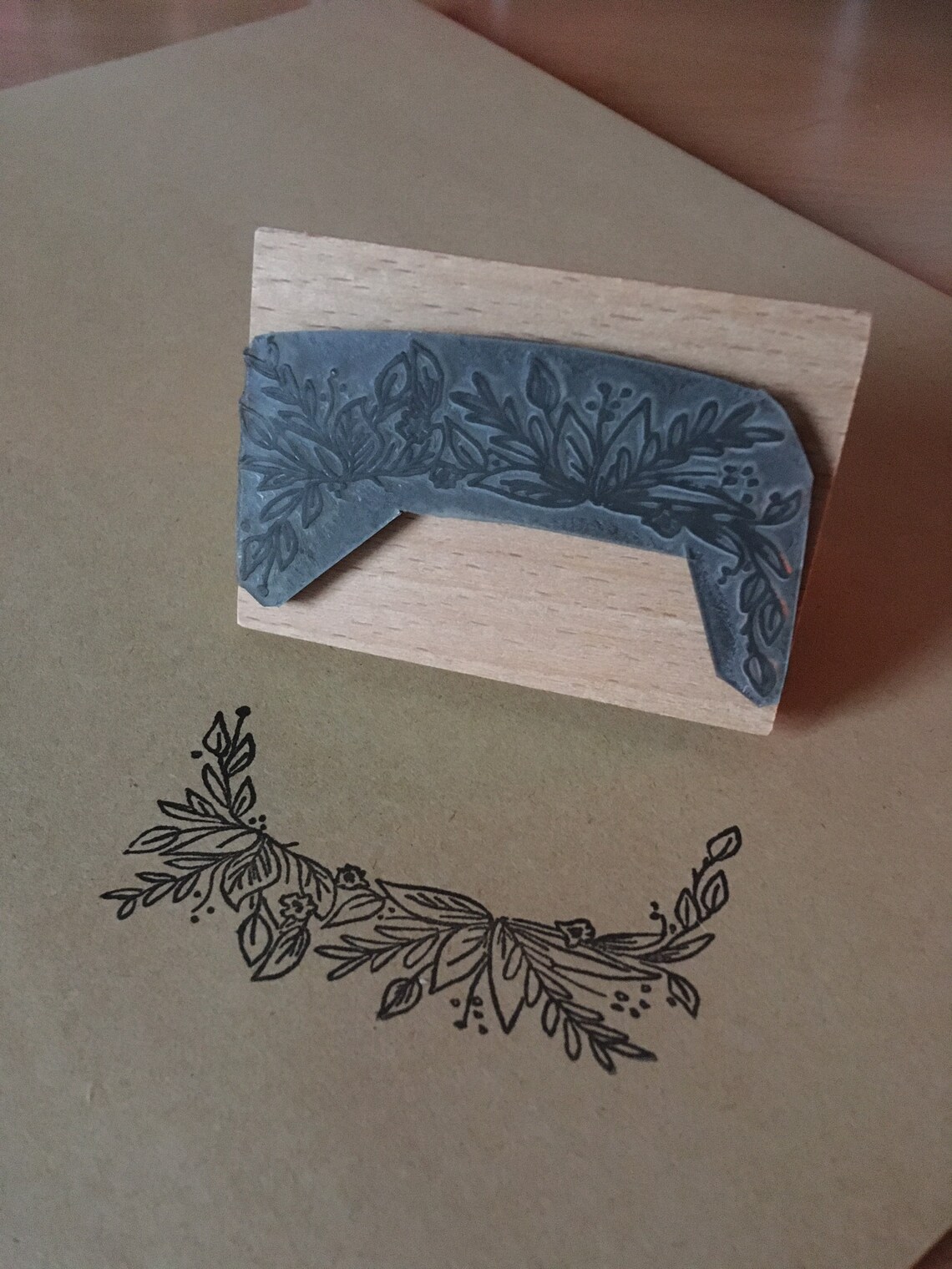 Floral botanical leafy border stamp 2 or 3 wooden | Etsy