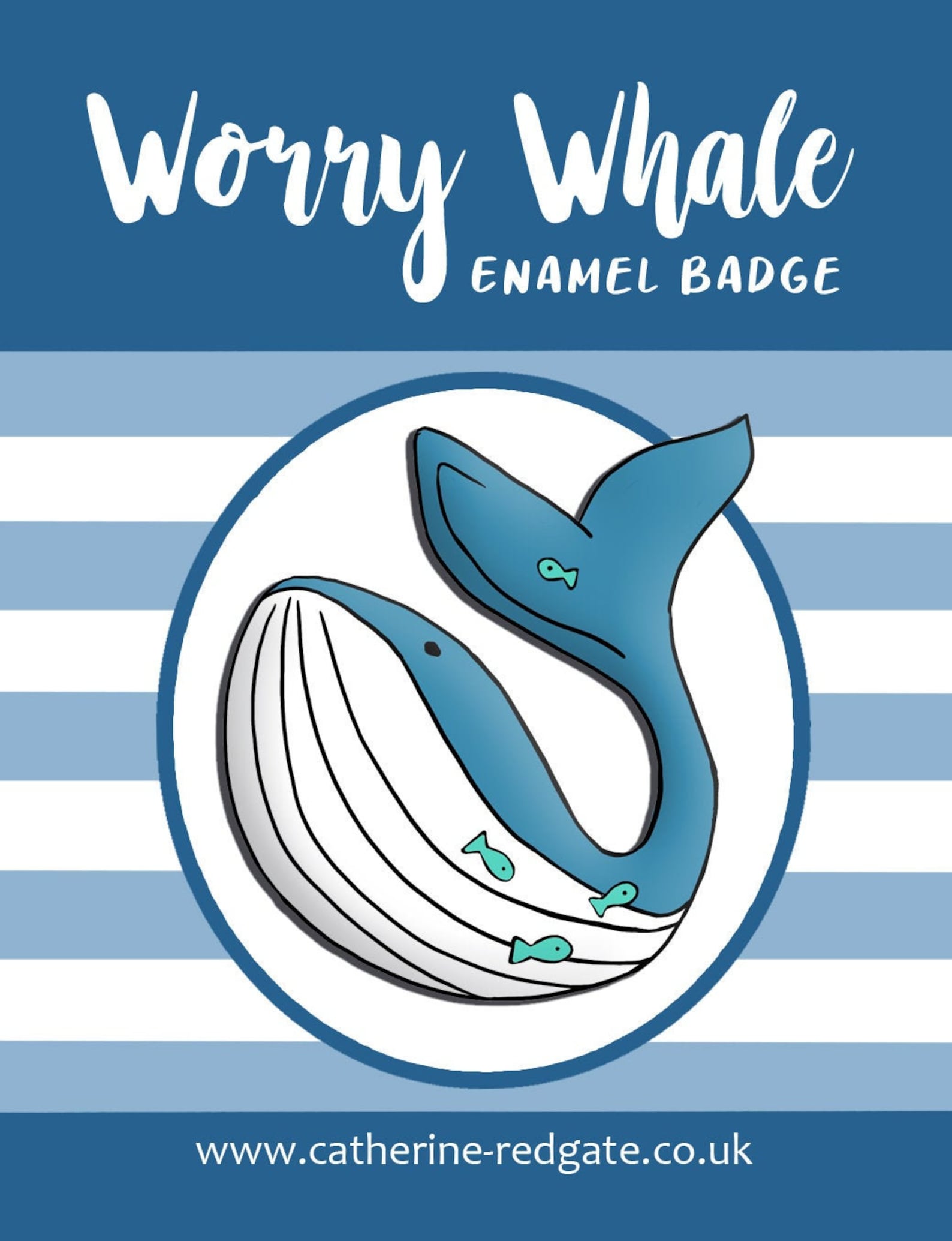 WORRY WHALE Hard Enamel Pin Badge by Catherine Redgate - Etsy