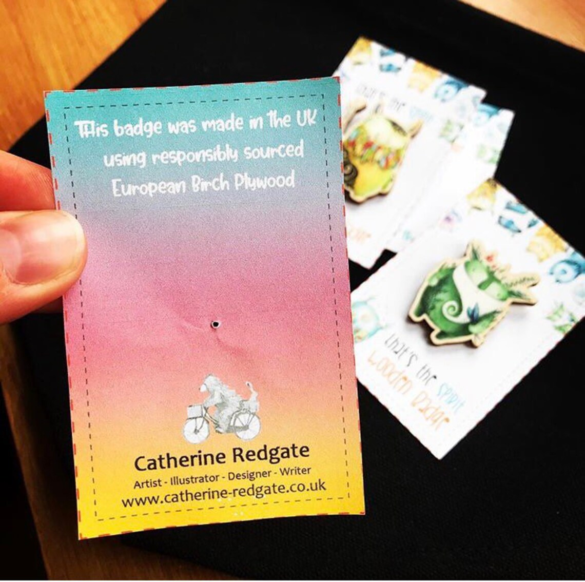 NORTHERN LIGHTS Spirit WOODEN Pin Badge by Catherine Redgate | Etsy