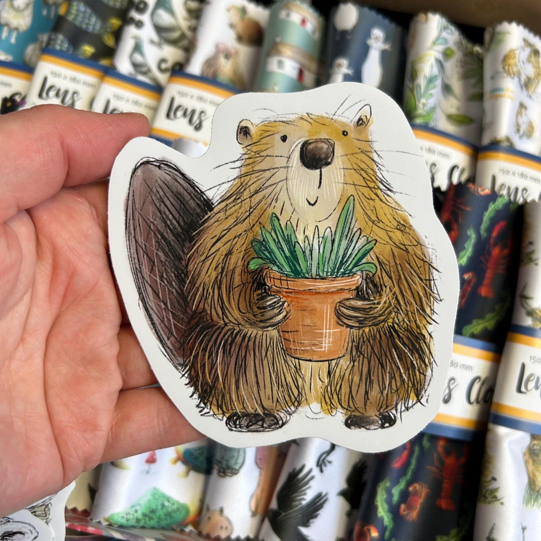 PLANT BEAVER Sticker Illustration Catherine Redgate Paper Bujo ...