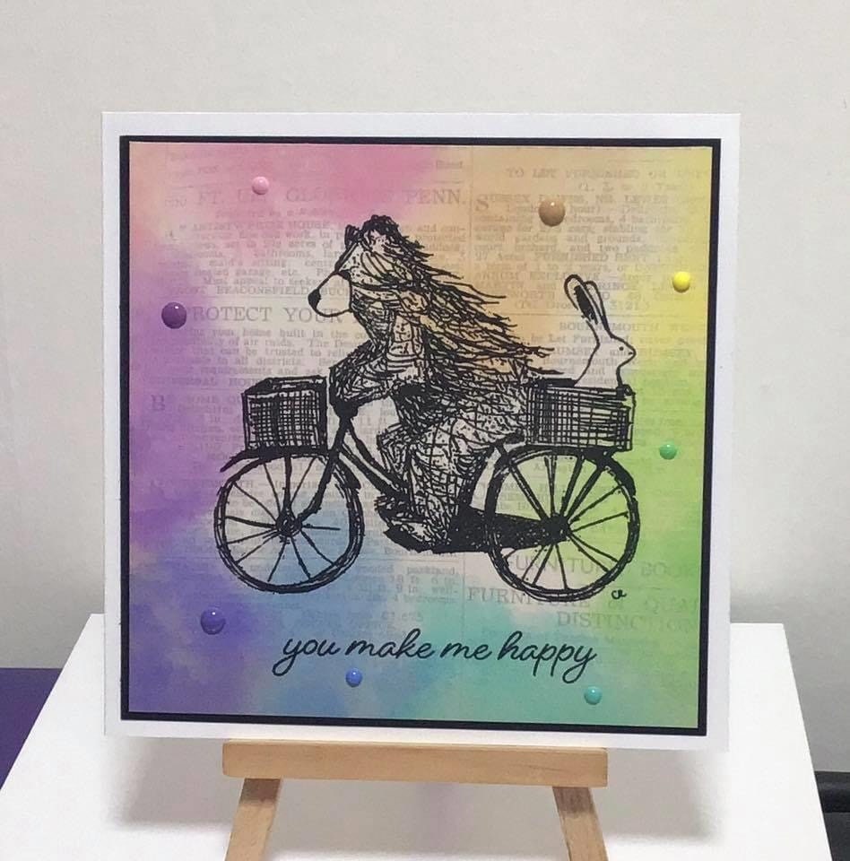 Bear & Bike - 3" Wooden Rubber Stamper Catherine Redgate - Scrapbooking ...
