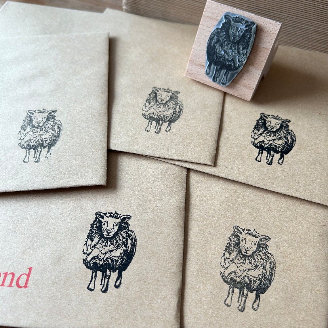 COUNTRY SHEEP Wooden Rubber Stamper 2" Catherine Redgate Fun Stamping ...